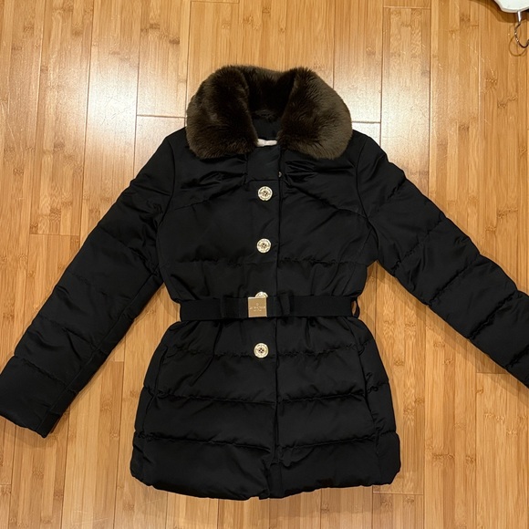 kate spade | Jackets & Coats | Kate Spade Black Puffer Coat With Dark ...